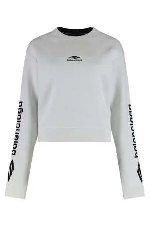 Balenciaga Oversize Double Face Wool Blend Crewneck Sweater - White