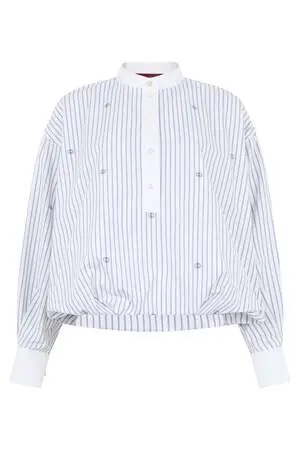 Gucci Mini Cropped Button-up Blouse With Embroidery