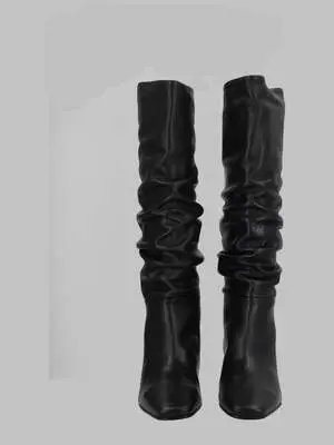 ALOHAS ALOHAS Slouchy Knee-High Boots With Pointed Toe And Kitten Heel Black