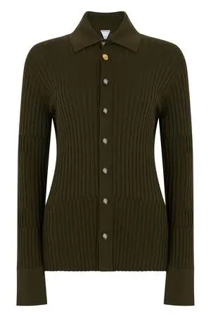 Bottega Veneta Ribbed Silk And Cashmere Long Sleeve Shirt