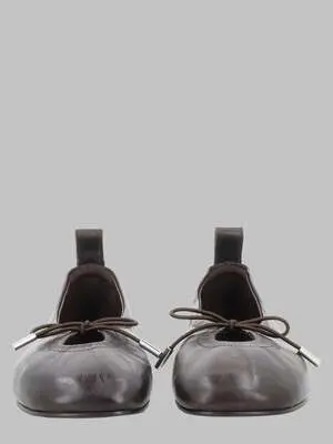 ALOHAS Elegant Leather Ballerina Flats With Bow Detailing - Brown