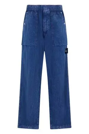 Stone Island Loose Fit Technical Fabric Trousers - Blue