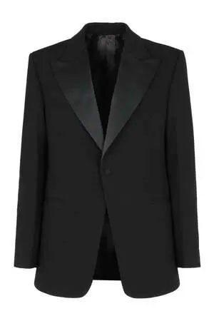 FERRAGAMO Silk Peaked Lapel Blazer - Black