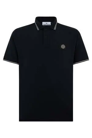 Stone Island Short Sleeve Polo Shirt For Classic Fit - Blue