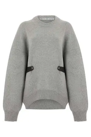 Alexander Wang Alexander Wang Relaxed Fit Sweater With Leather Belt Detail Heather Grey