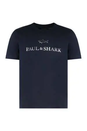 Paul & Shark Cotton Logo Print T-shirt For - Blue