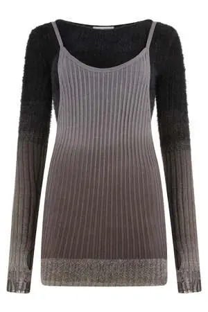 Attico Ribbed Knit Dress - Brown