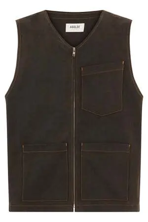 AGOLDE Sleeveless Denim Mini Jacket - Brown