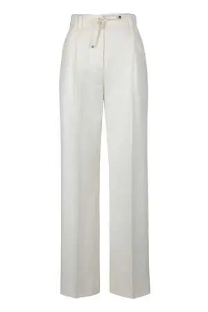Moncler Wool Gabardine Tailored Trousers - White