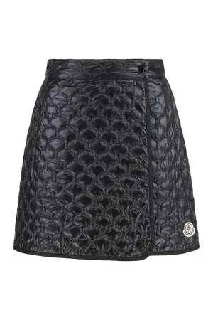 Moncler Quilted Padded Webbing-trimmed Shell Mini Skirt - Blue