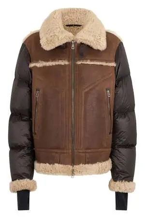 Moncler Crachin Reversible Shearling & Nappa Short Down Jacket