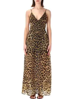Alberta Ferretti Leopard Print Maxi Dress - Brown