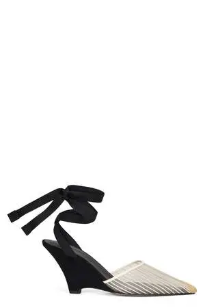 Jacquemus Elegant Heeled Shoes With Decorative Ribbon - Ivory