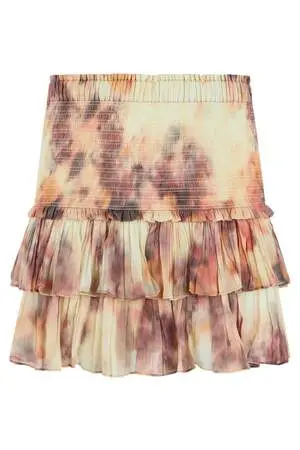 MARANT ETOILE Naomi Shirred Tiered Printed Cotton-voile Mini Skirt - Multicolor