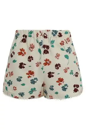 KRISTINA TI Floral-pattern Cotton Shorts