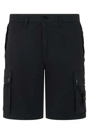 Stone Island Organic Cotton Cargo Shorts For Ss26 - Black