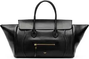 Celine Luggage Handbag In Supple Shiny Lambskin - Black