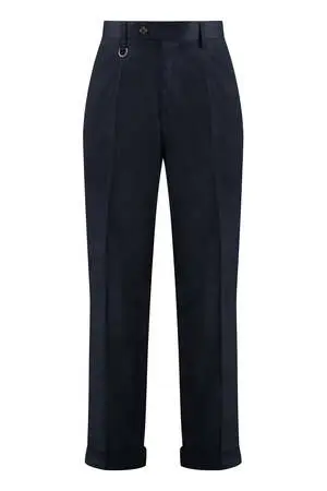 PAOLO PECORA Cotton Blend Trousers With Roll-up Cuffs - Blue