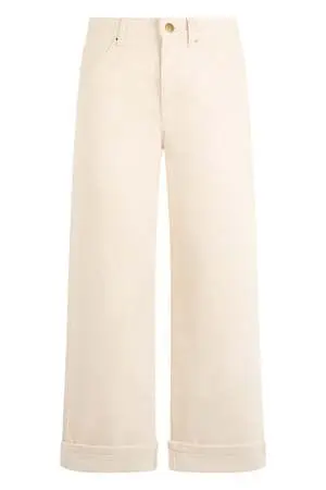 Moncler Comfortable Cotton Twill Pants With Cuff For - Ivory