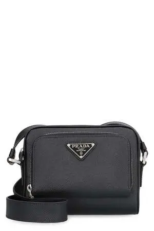Prada Classic Messenger Handbag With Logo 19 Cm - Black