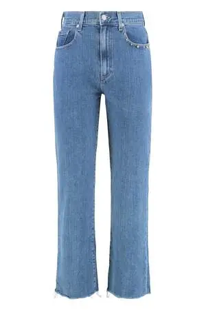 LE JEAN Straight Leg Jeans With Flared Hem And Stud Embellishments