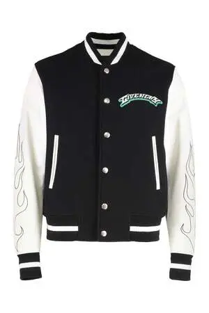 Givenchy Varsity Wool & Grained Leather - Black
