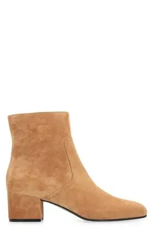 Celine Suede Ankle Boots With Mid Heel - Camel