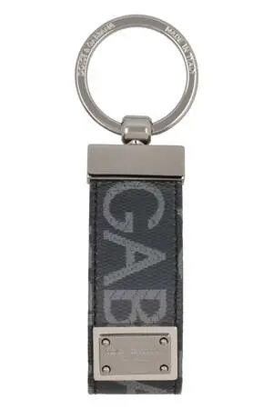 Dolce & Gabbana Coated Jacquard Fabric Keychain For - Black
