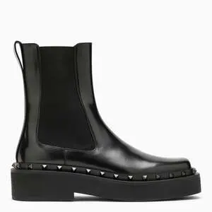Valentino Garavani Rockstud Leather Chelsea Boots - Black