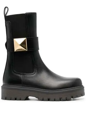 Valentino Garavani One Stud Leather Chelsea Boots - Black