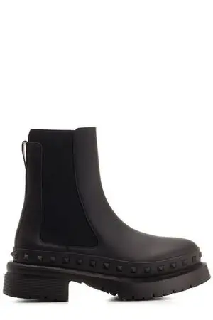 Valentino Garavani Beatle Rockstud 55 Leather Chelsea Boots - Black