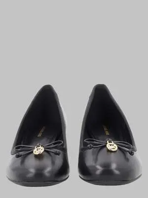 Michael Kors Leather Ballet Flats With Bow Detail - Black