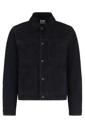Paul Smith Suede Jacket With Four Front Pockets - Blue
