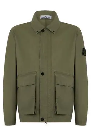 Stone Island Waxed Pigment Cotton Tela Coach Jacket - Green