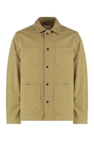 Woolrich Cotton Overshirt With Four Front Pockets - Green