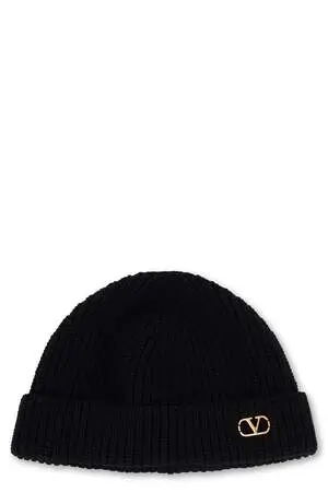 Valentino Garavani Classic Knit Hat With Logo