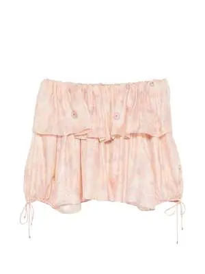 Chloé Silk Off-the-shoulder Top With Embellished Collar And Cuffs - Rosa