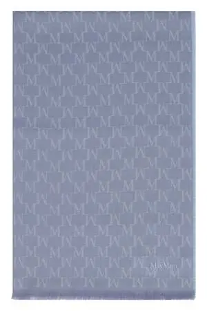 Max Mara Jacquard Logo Virgin Wool Scarf 216x70 Cm