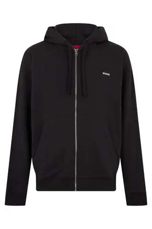 BOSS Zip-up Hooded Sweatshirt With Drawstring - Black