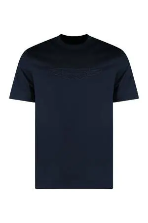 BOSS Distinctive Wing Detail Cotton Crew Neck T-shirt Regular Fit - Blue