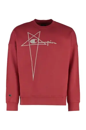 Rick Owens Embroidered-logo Cotton Sweatshirt - Red