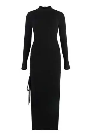 Michael Kors Wool Dress With Gathered Side Hem And Slit