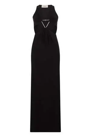 Coperni Elegant Long Dress With Wiof Neckline Fashion - Black