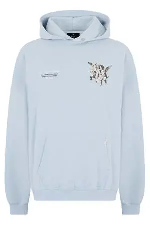 REPRESENT Cherubs Print Casual Hoodie - Light Blue