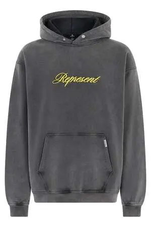 REPRESENT Hooded Sweatshirt With Embroidered Logo Fw25 - Heather Grey