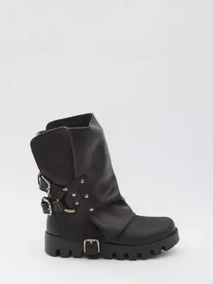 Dolce & Gabbana Rubber And Calfskin Ankle Boots For - Black