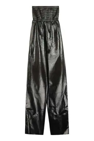 Bottega Veneta Chic Bandeau Jumpsuit With Wide Leg Trousers - Black