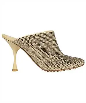 Bottega Veneta Embellished Suede Sparkle Dot Sock Mules - Beige