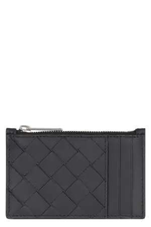 Bottega Veneta Intrecciato Leather Card Holder - Black
