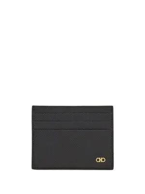 FERRAGAMO Micro Gancio Leather Card Case - Black